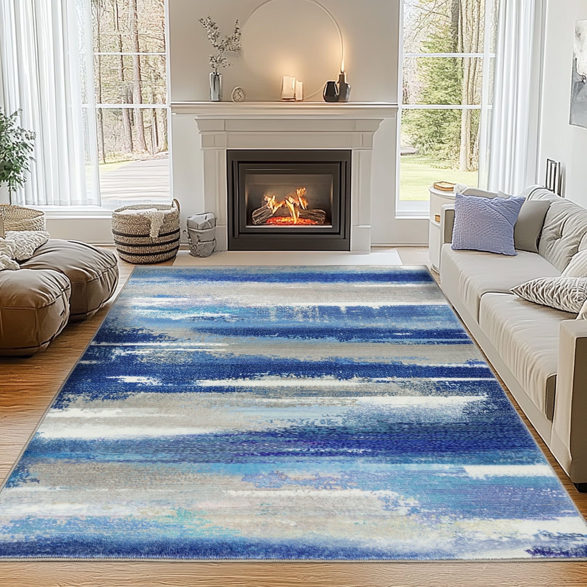 SARAG 8'x10' Large Area Rug, Machine Washable Indoor Rugs, Abstract Non ...