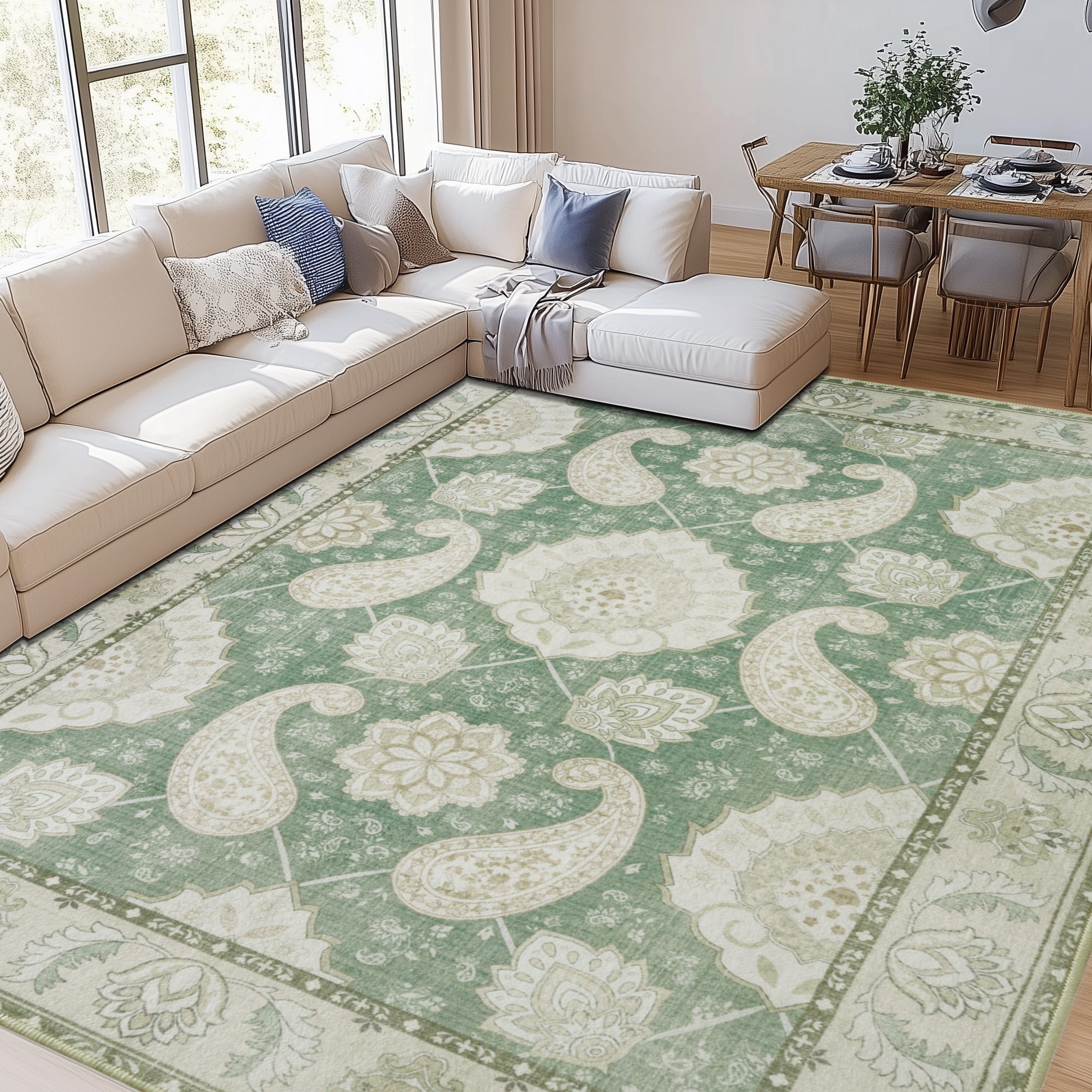 SARAG 8’x10’ Large Modern Washable Area Rug for Living Room, Low Pile ...