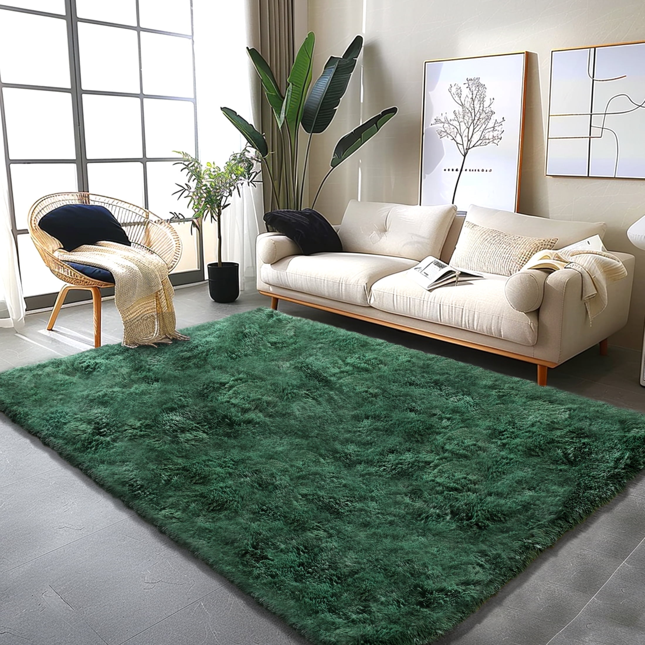SARAG 8x10 Modern Plush Throw Rug, Soft Shaggy Carpet for Living Room ...
