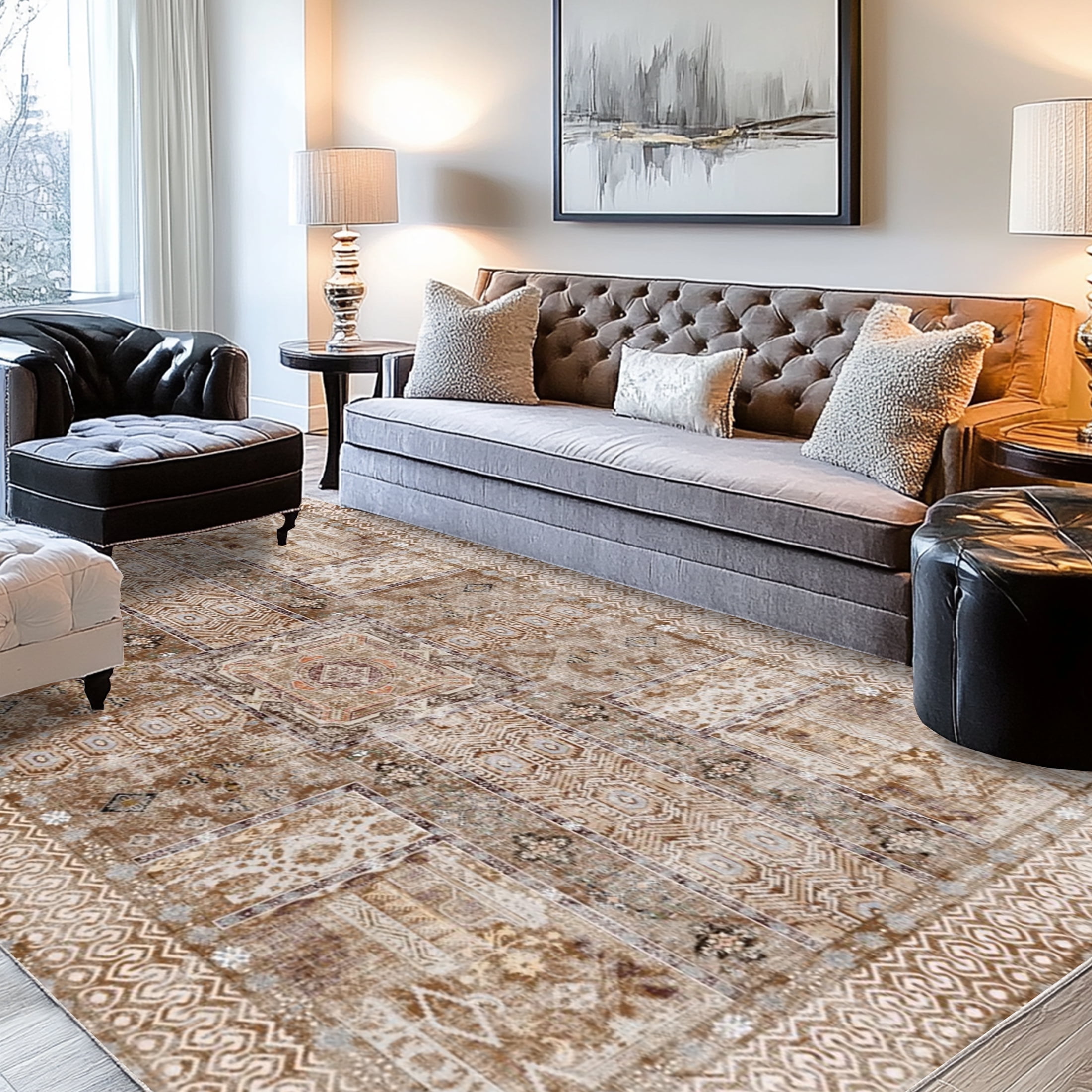 SARAG 8x10ft Washable Brown Large Carpet,Area Rugs for Living Room ...