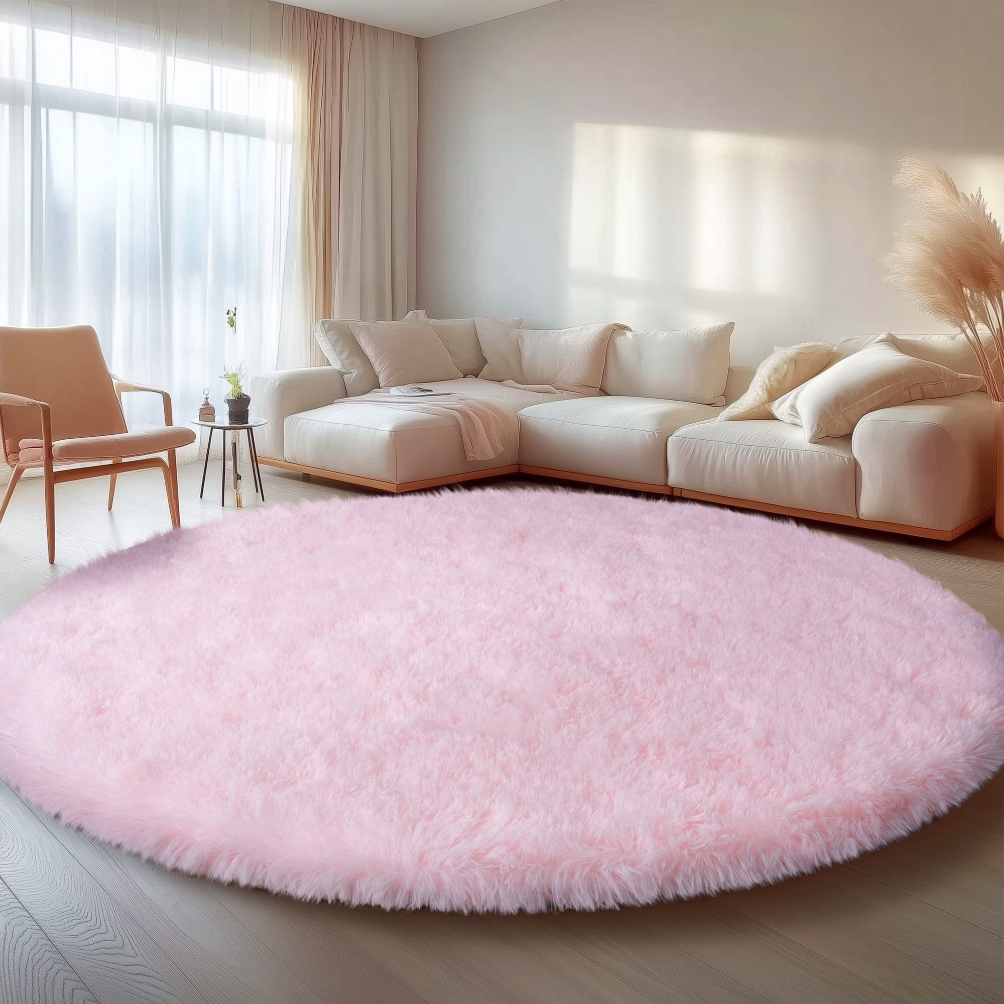 SARAG 8x8ft Round Rug for Bedroom,Furry Carpet for Children Kids Room ...