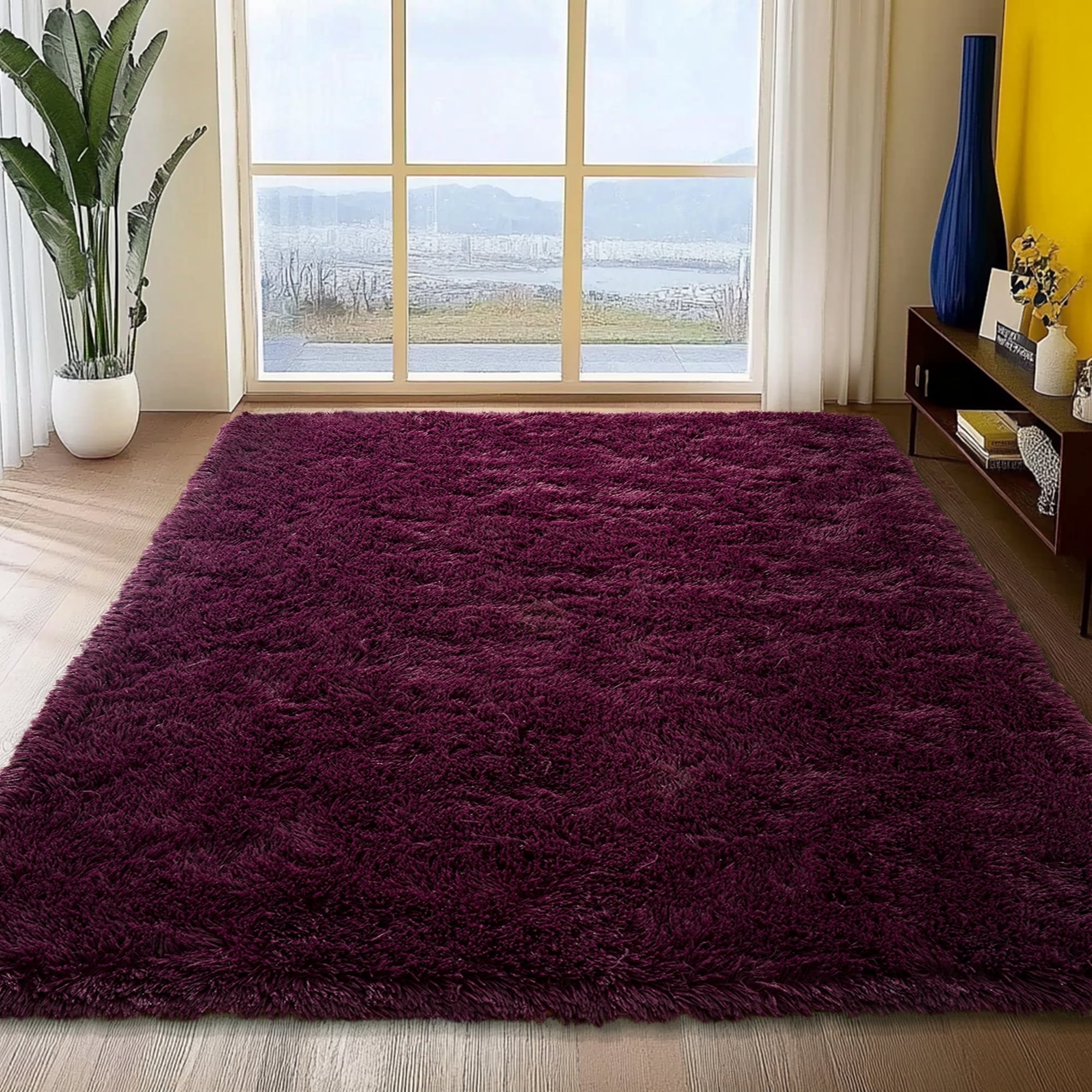 SARAG Fluffy Rug, 5x7 Non-Slip Plush High Pile Carpet for Bedroom ...
