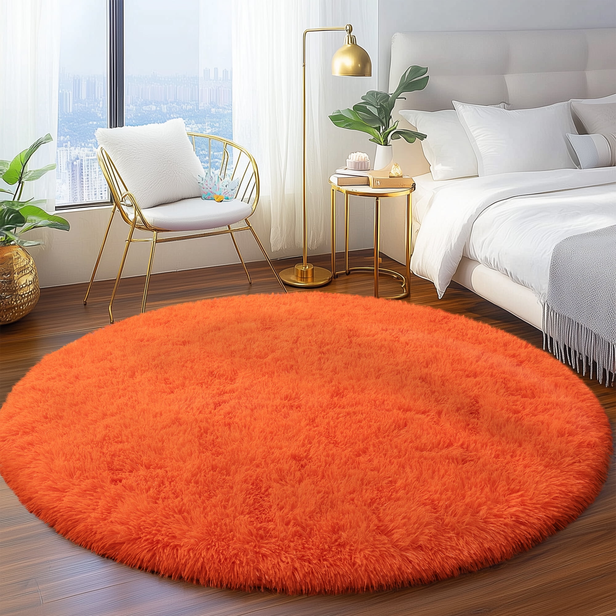 SARAG Round Area Rugs 5'x5' Fluffy Circle Rugs for Baby Nursery Non ...
