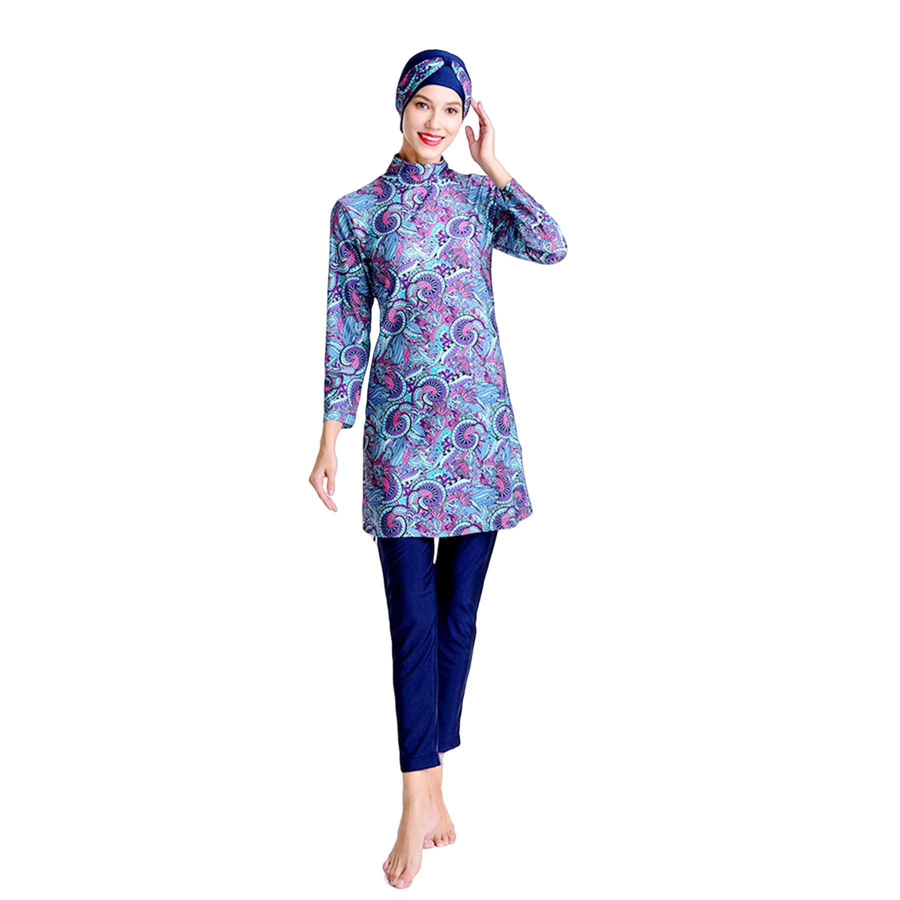 SARBUTER Women Muslim Modest Swimsuit Full Coverage Long Sleeve Burkini ...