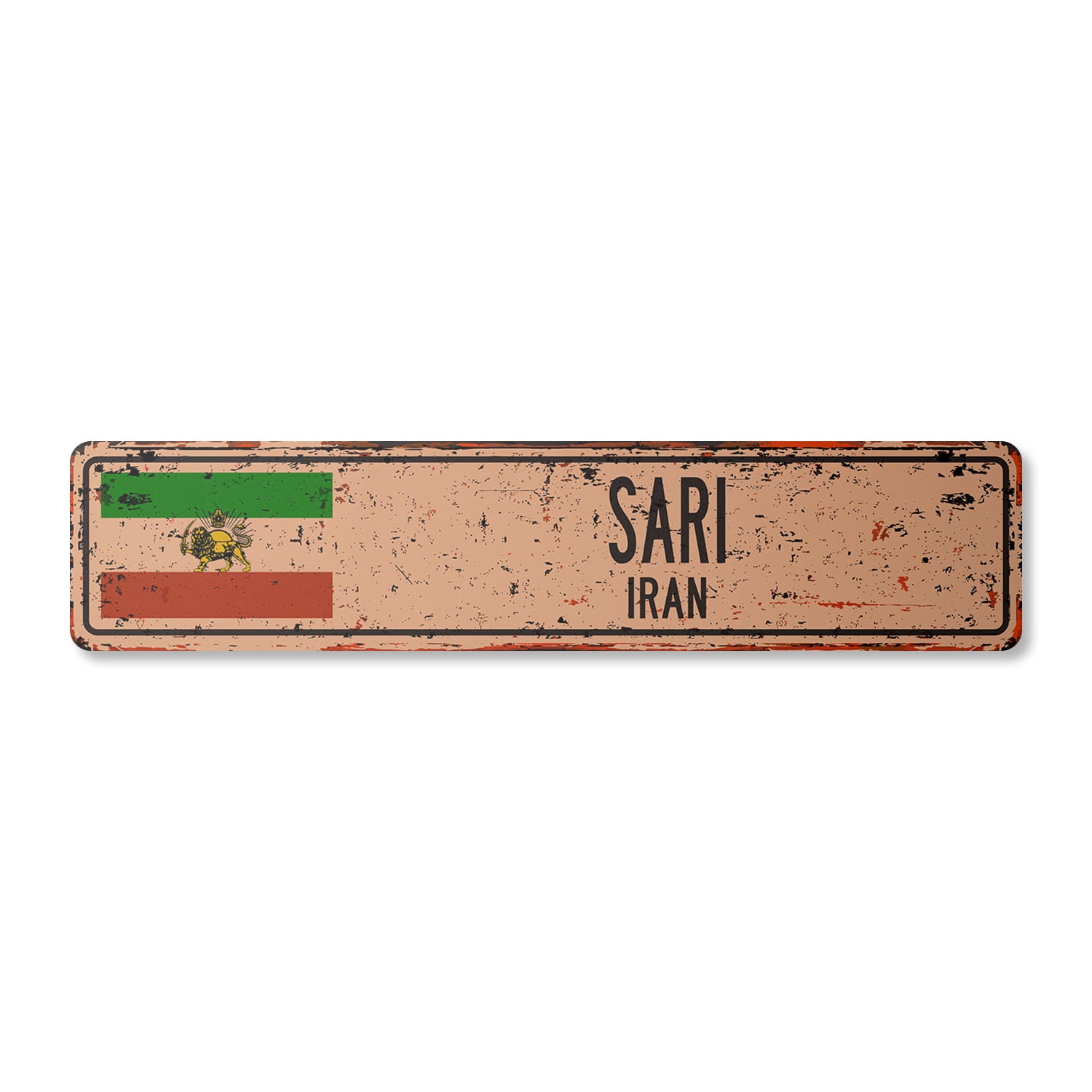 SARI IRAN Vintage Plastic Street Sign Iranian flag city country road ...