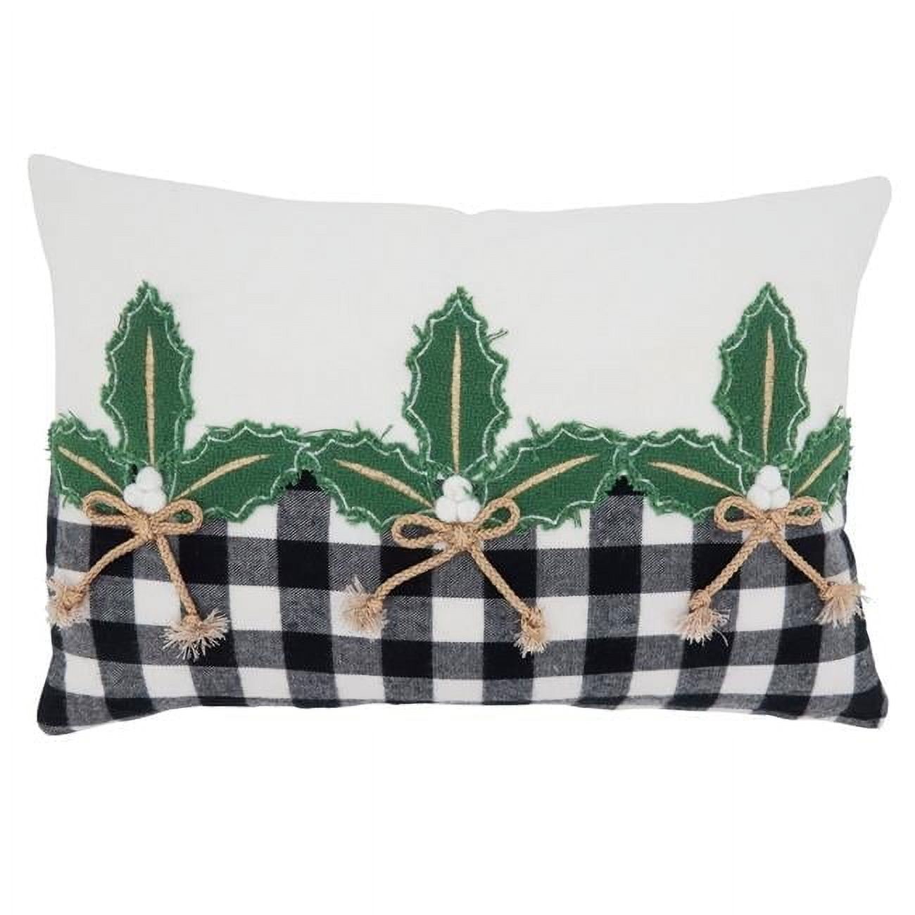 SARO 12 x 18 in. Oblong Black & White Buffalo Plaid Holly Throw Pillow ...