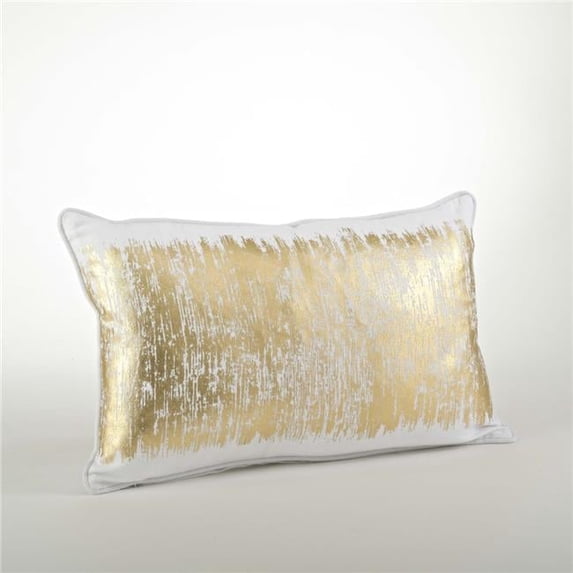 SARO 12 x 20 in. Rectangular Metallic Banded Design Pillow - Gold ...