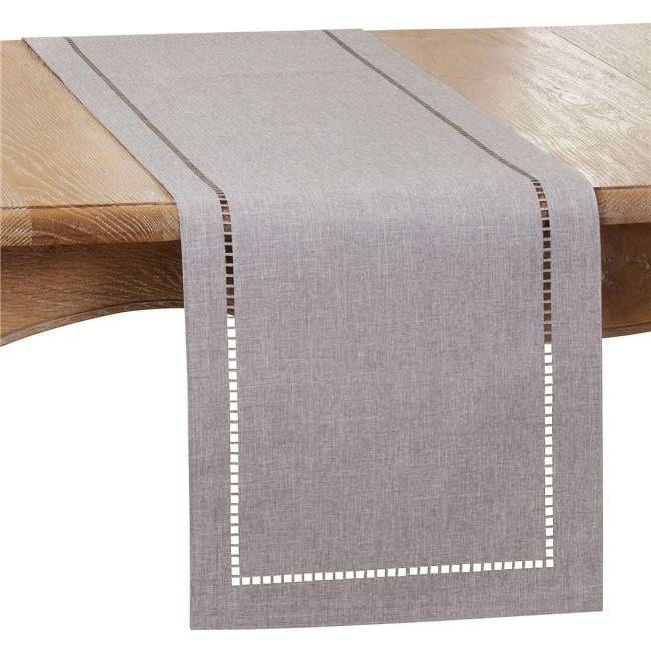 SARO 14 x 54 in. Oblong Gray Laser-Cut Hemstitch Table Runner - Walmart.com