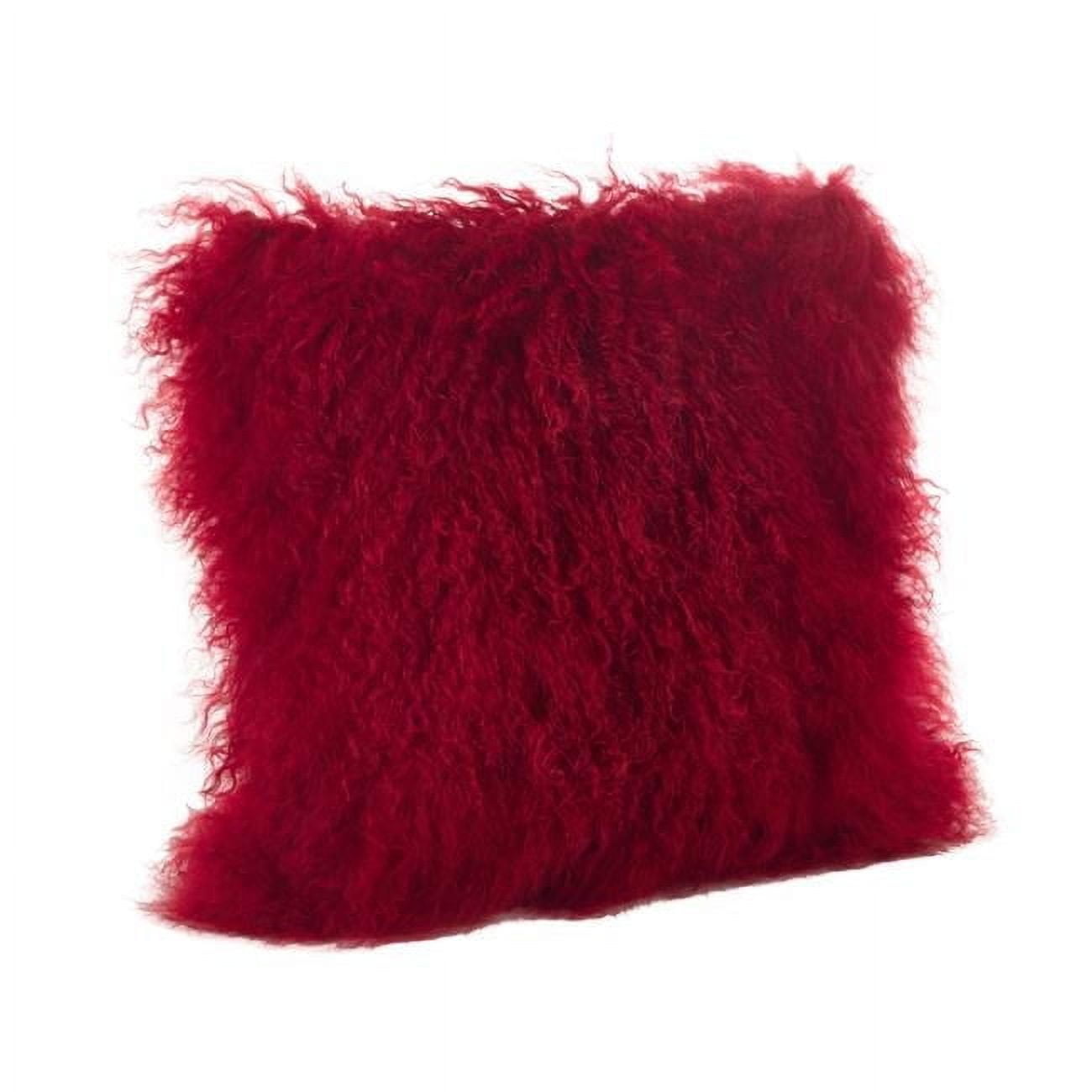 RLM Distribution, 16 in Square Wool Mongolian Lamb Fur Throw Pillow ...