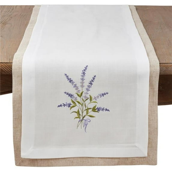 SARO 16 x 72 in. Rectangular Double Layer Table Runner with Lavender ...