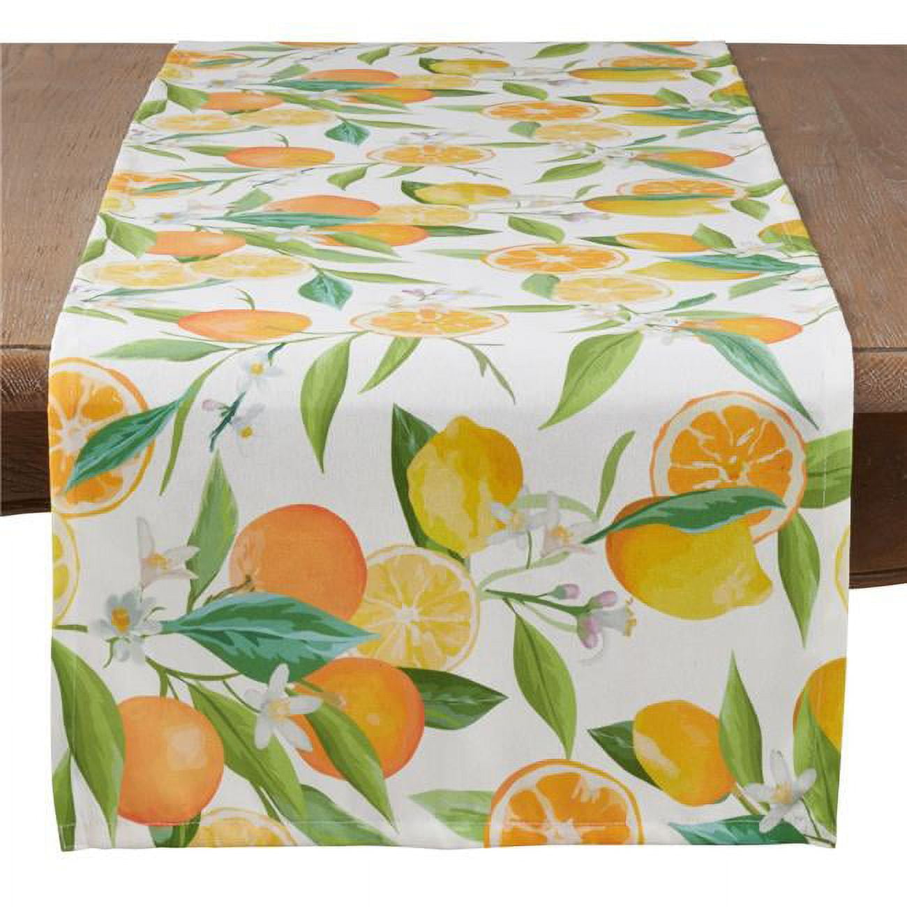 SARO 16 x 72 in. Rectangular Table Runner with Lemon & Orange Print ...