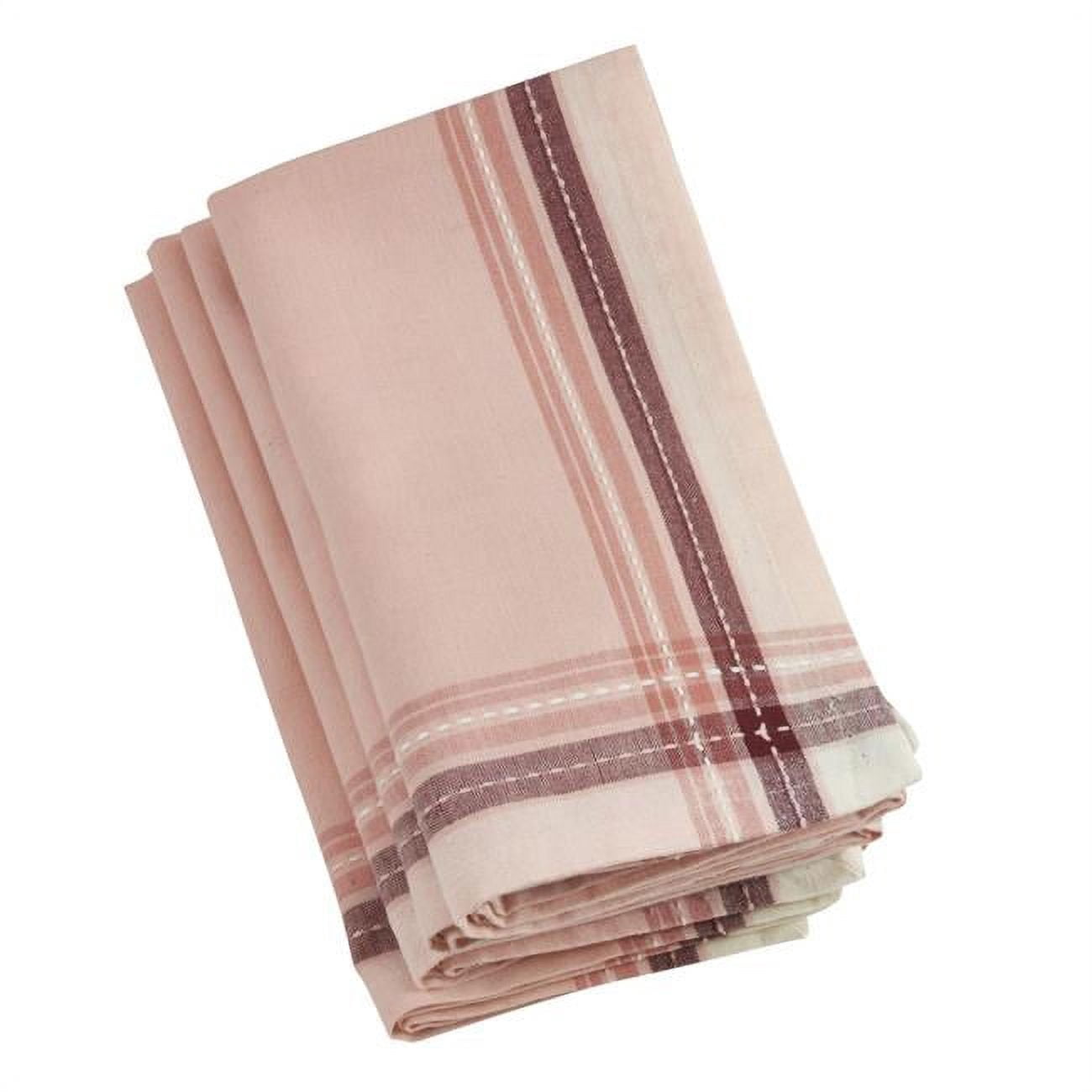 SARO 20 in. Square Cotton Table Napkins with Stitched Border Design ...
