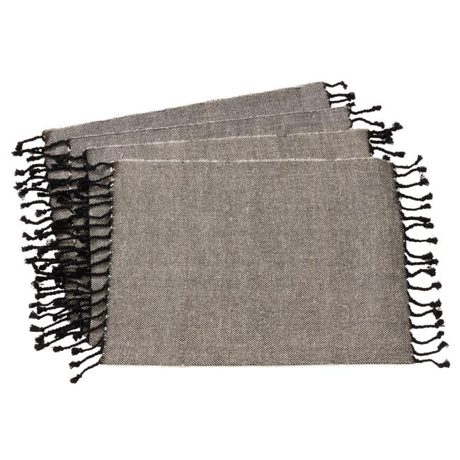 SARO 4869.BK1420B 14 x 20 in. Rectangle Tassel Design Jute & Cotton ...