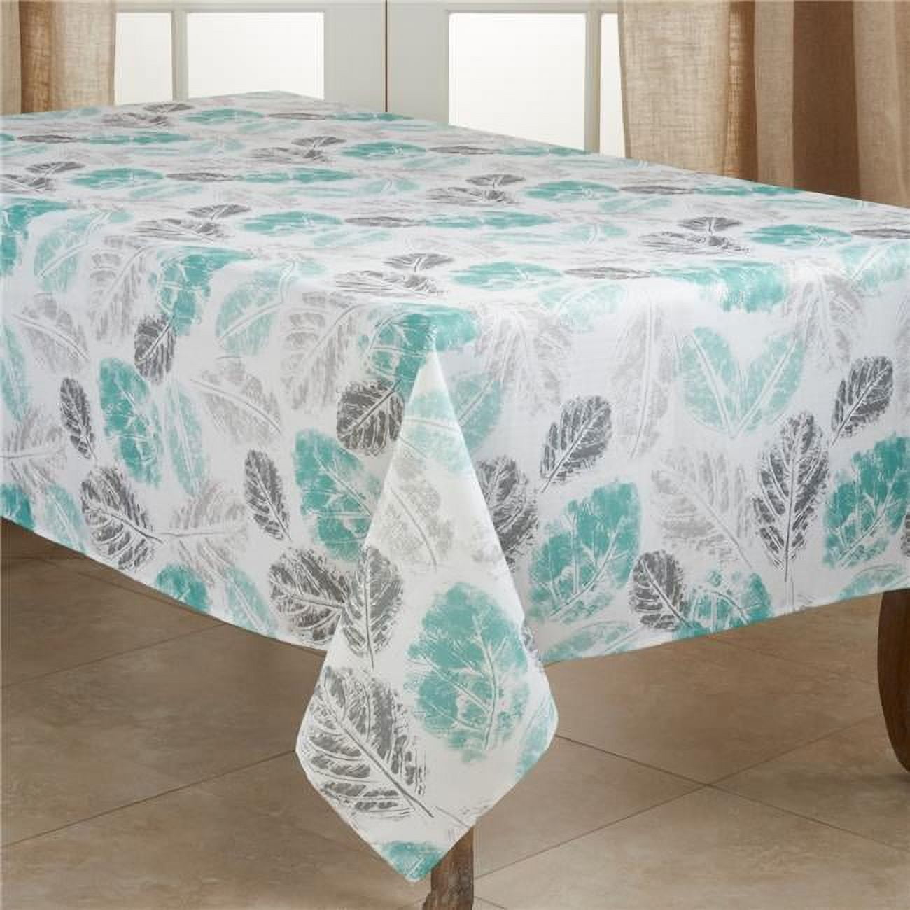 SARO 50 x 70 in. Oblong Multi Color Tablecloth with Leaf Print ...