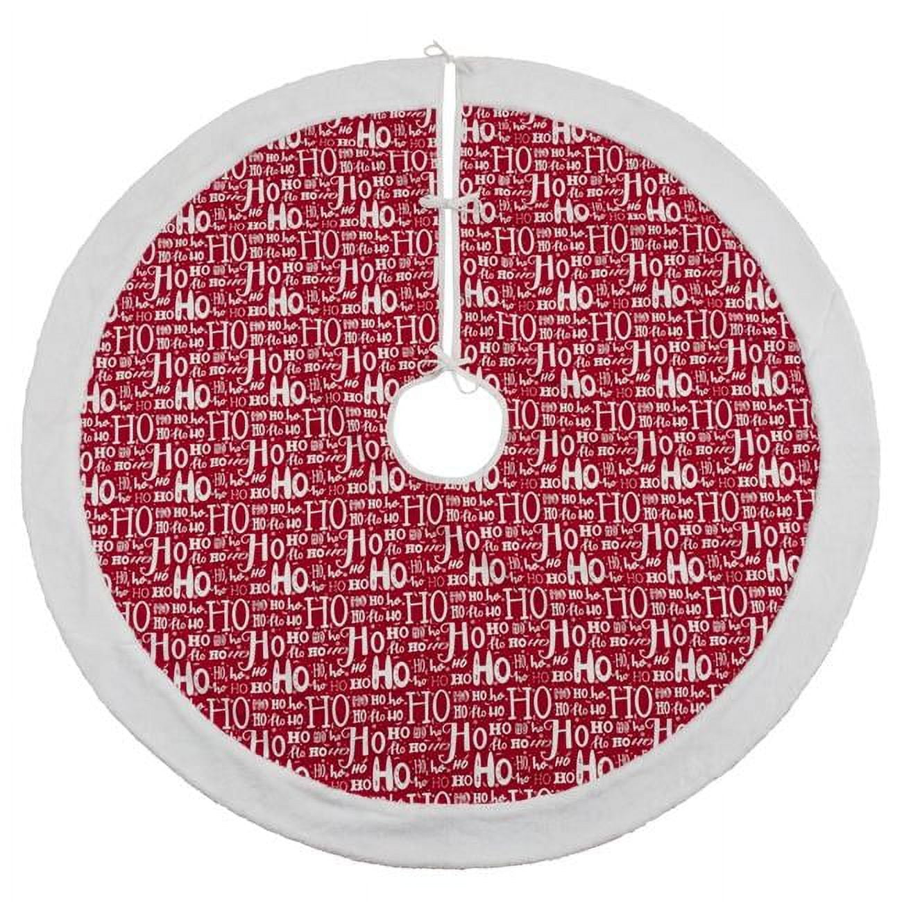 SARO Merry XMAS 72 in. Round Red Ho Ho Ho Christmas Tree Skirt ...