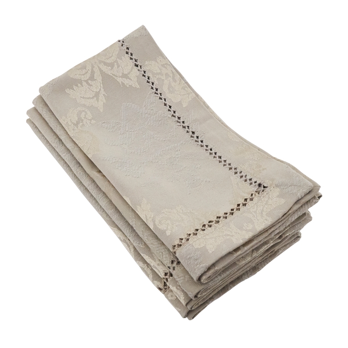 SARO DM871.T21S 21 in. Molina Square Drawnwork Damask Napkins - Taupe ...