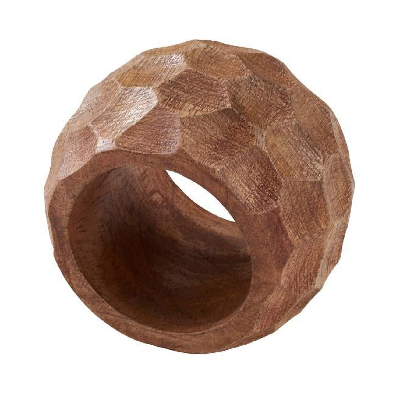 SARO Mango Wood Napkin Ring with Chunky Design Natural - Set of 4 ...