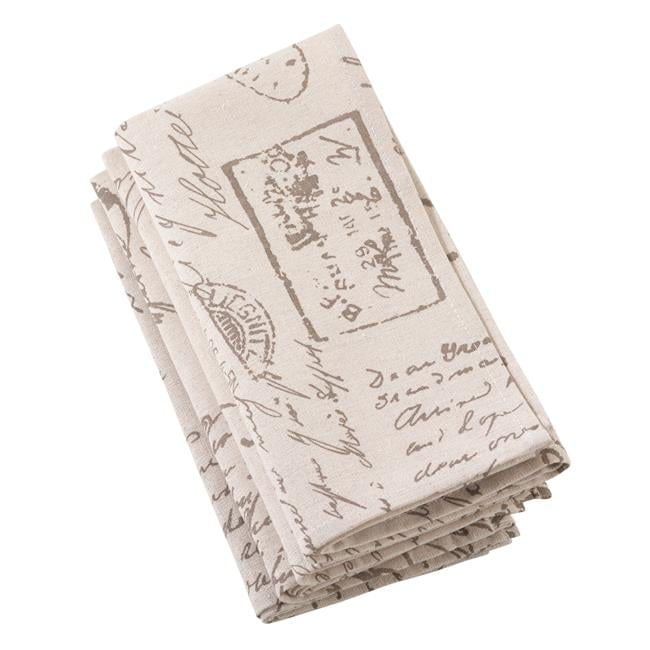 SARO Old Fashioned Vintage Script Print Design Everyday Napkin Natural ...