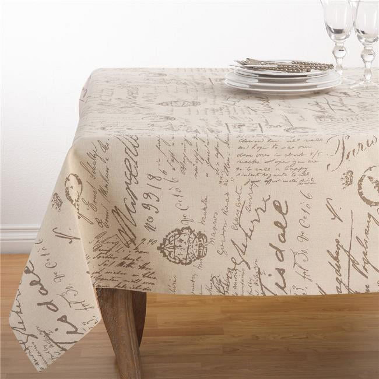 SARO Old Fashioned Vintage Script Print Design Everyday Tablecloth ...