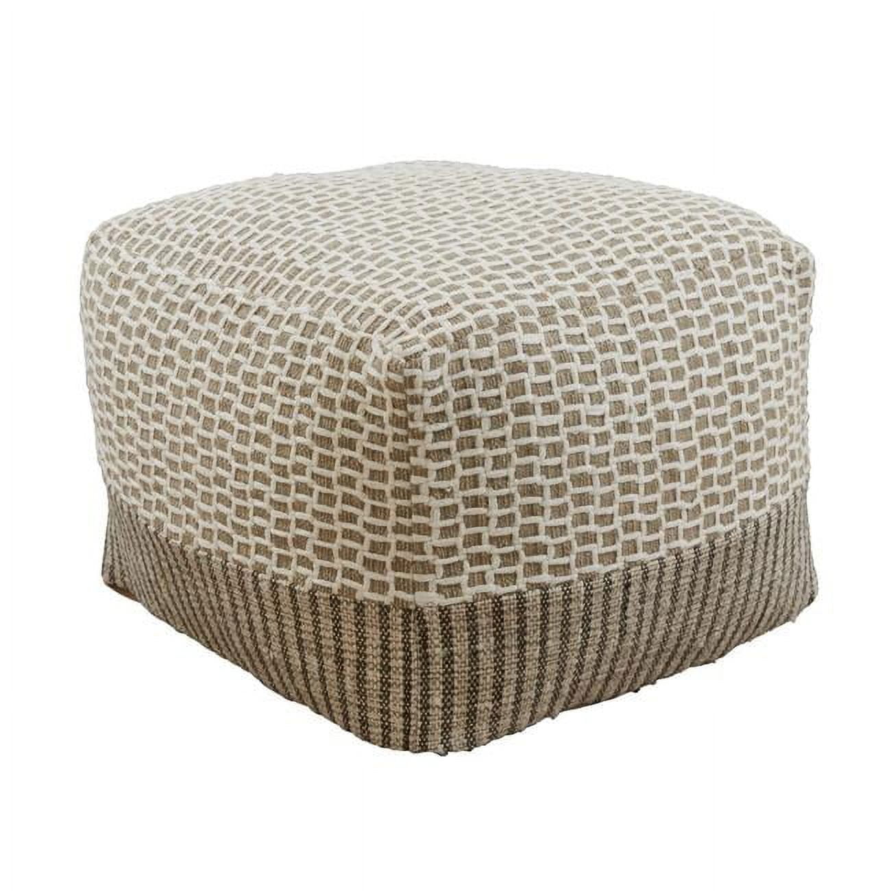 SARO PU308.N Cotton Floor Pouf with Natural Two-Tone Design - Walmart.com