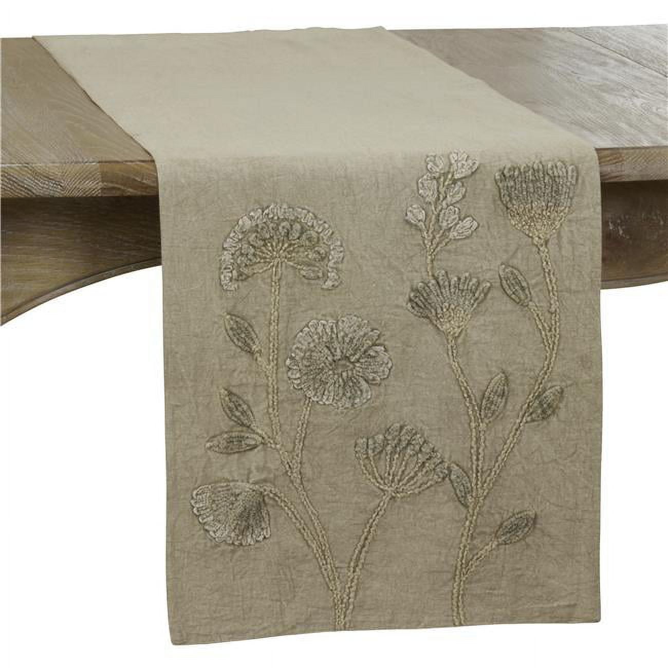 SARO Stone Washed Table Runner with Floral Design - Walmart.com