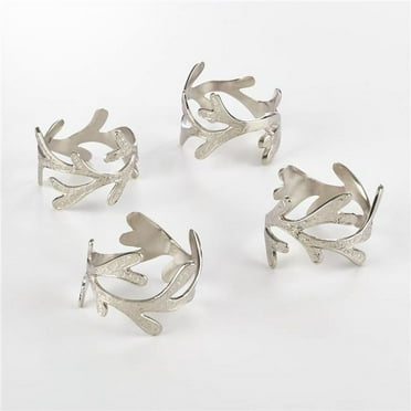 SARO Sparkling Design Napkin Ring Silver - Set of 4 - Walmart.com