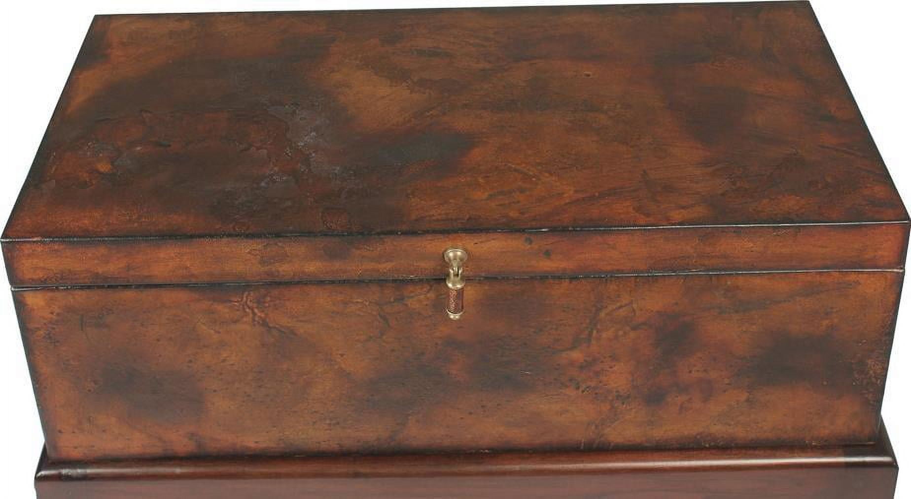 SARREID RANCH Box On Stand Country Farmhouse Brown Leather Wood Tabacco ...
