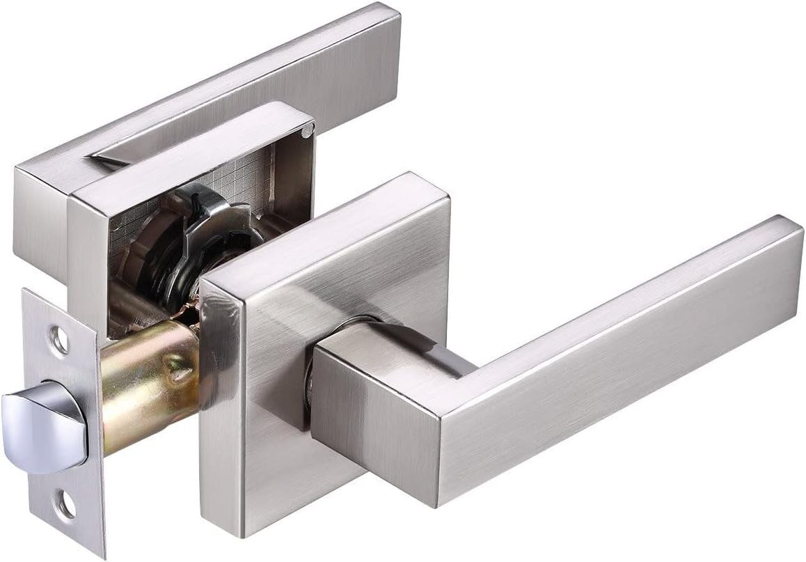 SARTODOORS Modern Square Satin Nickel Passage Handle / 2 Side Latch ...