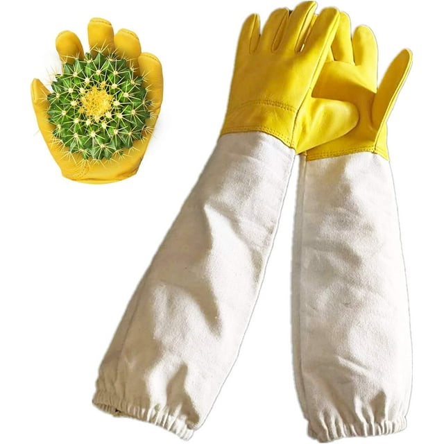 SARYRLIN Rose Pruning Gardening Gloves,Thorn Proof Long Gardening Gloves, Goatskin Leather Long ...