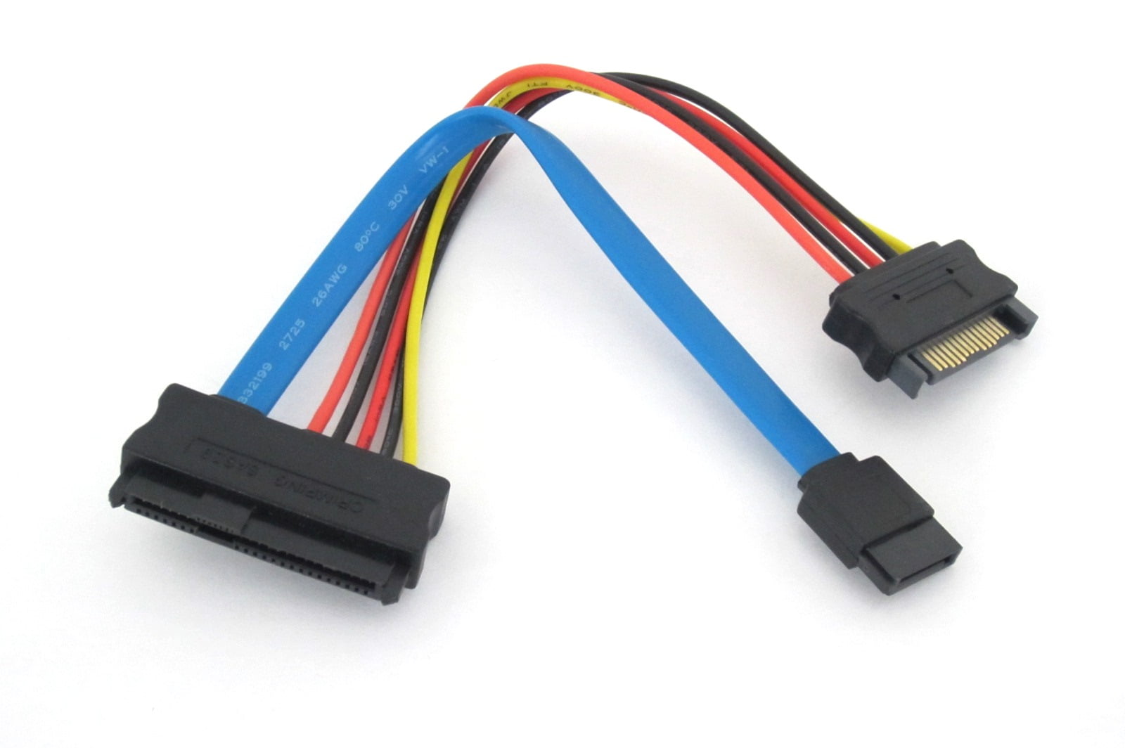 SAS 29 Pin to 7 Pin SATA Cable with 15 Pin SATA Power Cable 6 Inches ...