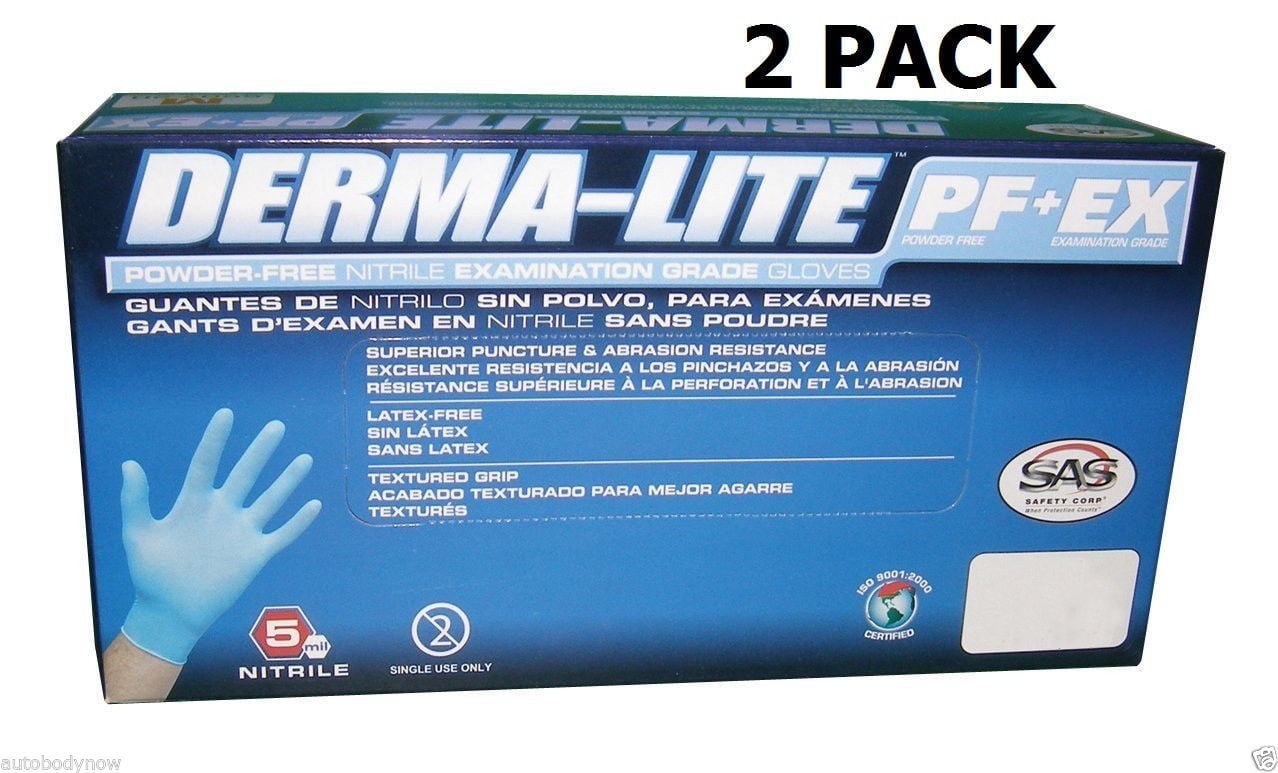 SAS-6608 Pack of 2 Derma-lite Lightly Powdered Nitrile Gloves, Large ...