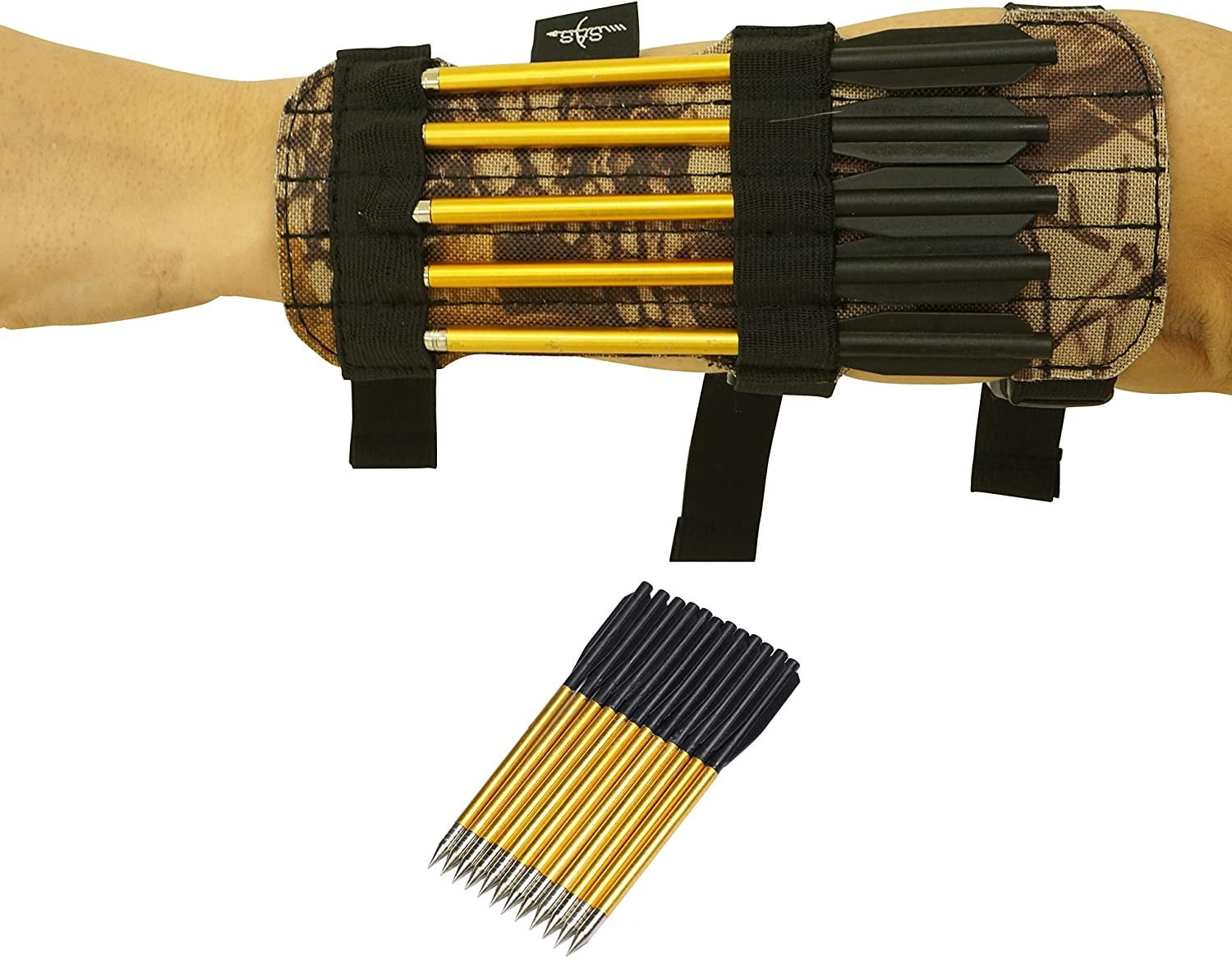 SAS 9" Pistol Crossbow Bolt Slots Holders Quiver Armguard w/ 12 x ...