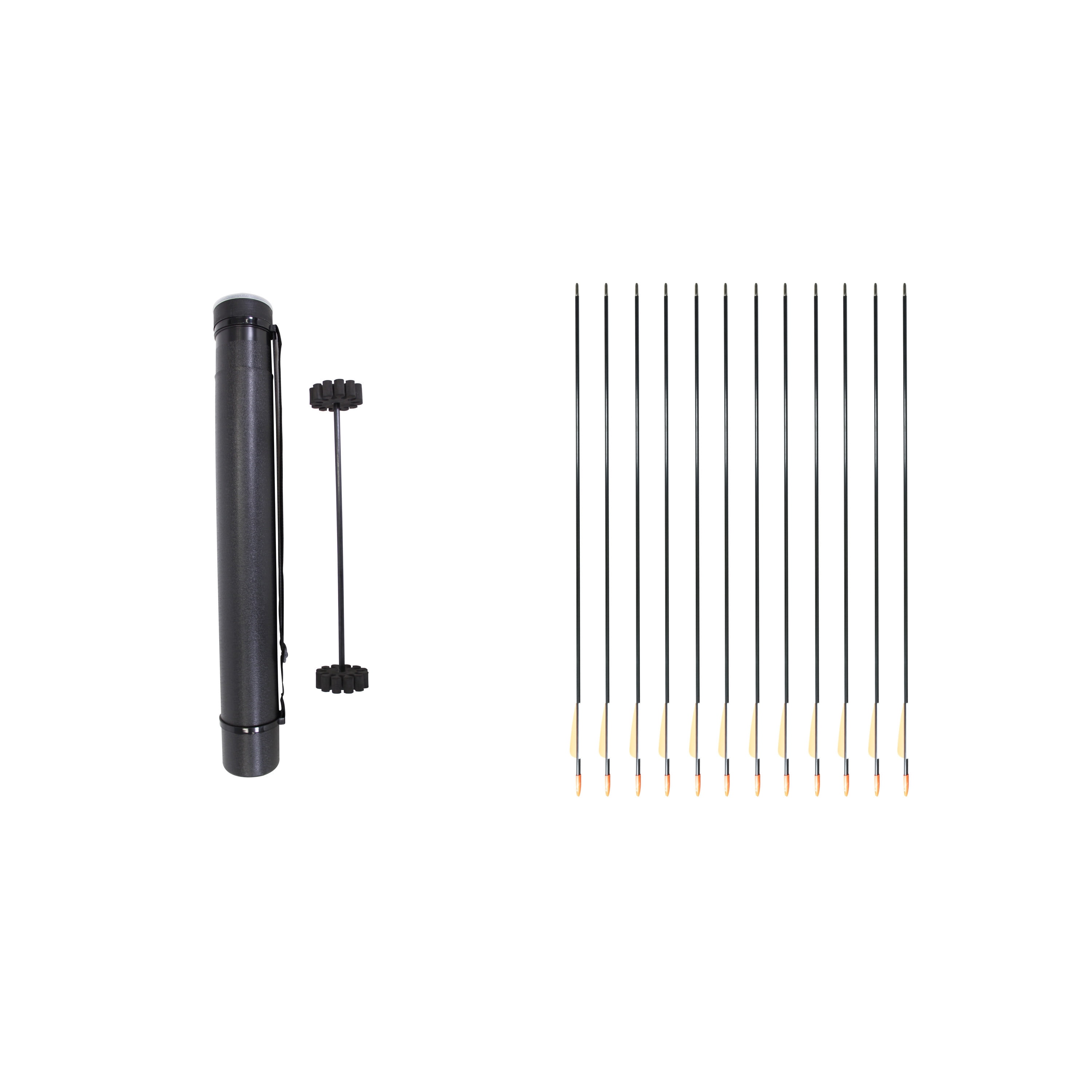 SAS Adjustable Archery Arrow Carrier Case w/ Strap and 12 Fiberglass ...