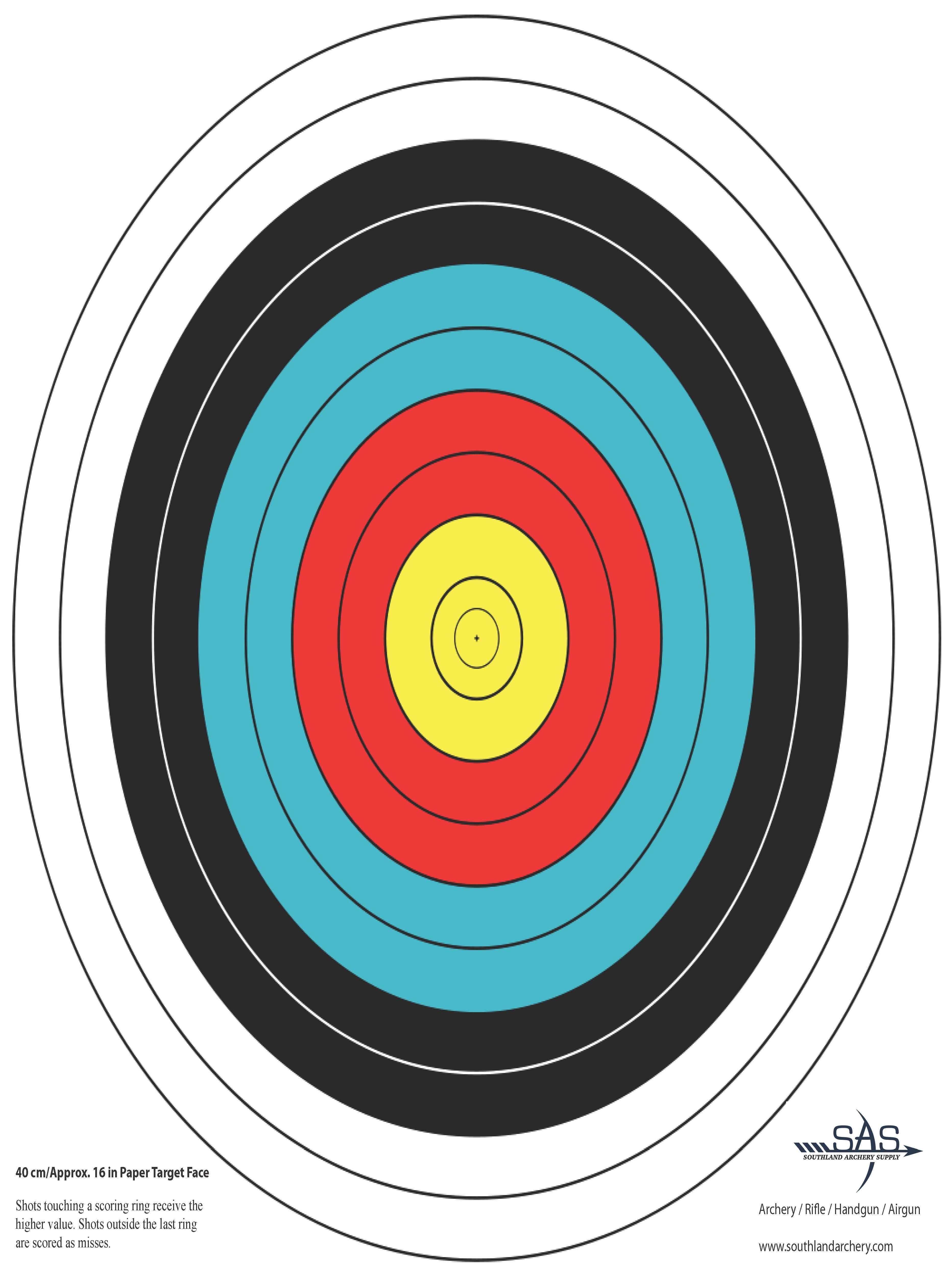 SAS High Quality 10-Ring Paper Target Face Archery Range Approx. 40 cm ...