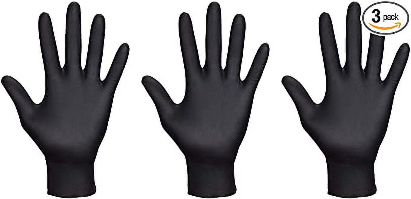 SAS Safety (3 Pack) 66518 Raven Powder-Free Nitrile Gloves, Black ...