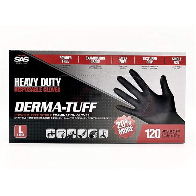 SAS Safety 6 mil Derma-Tuff Powder Free Nitrile Glove, Large - Walmart.com