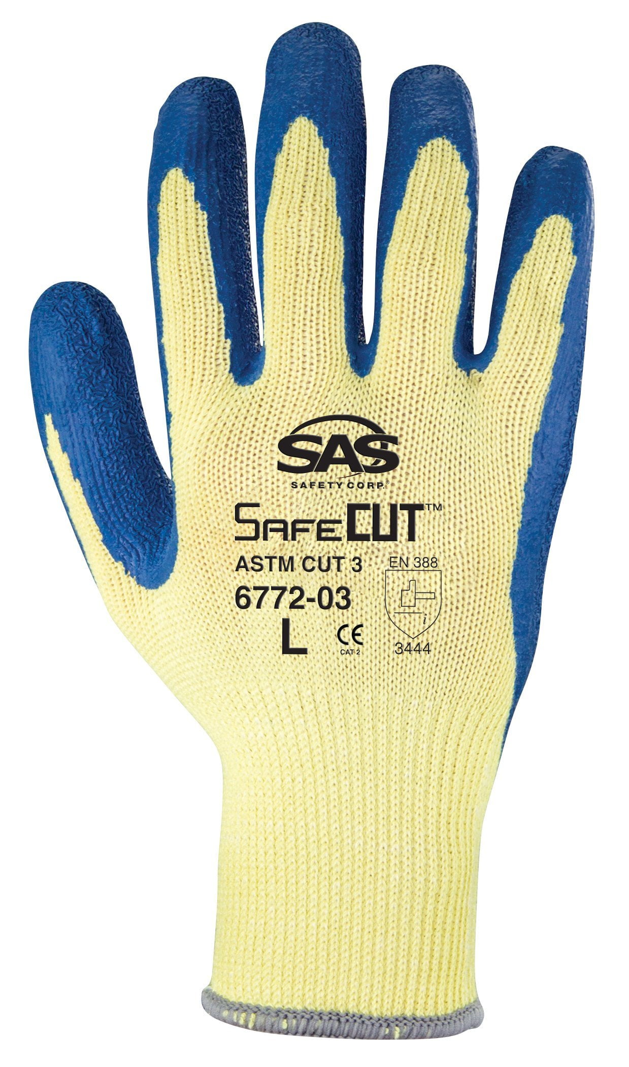 SAS Safety 6772-14 Cut Resistant SafeCut Aramid Yarn Gloves, Latex ...