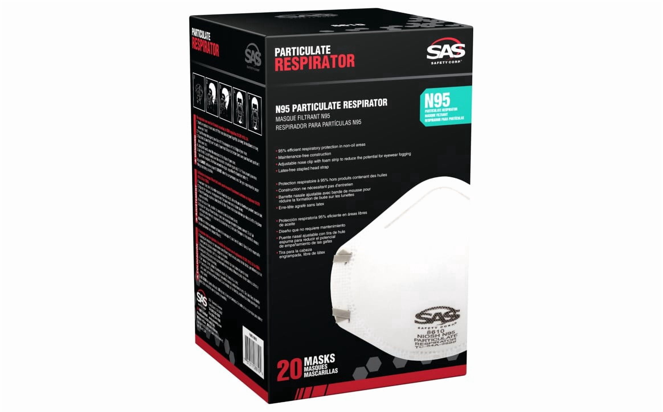 SAS Safety N95 Respiratory Mask, Box of 20, Disposable Particulate ...