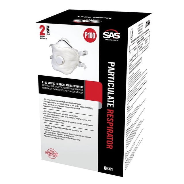 SAS Safety Corporation 8641 P100 Particulate Respirator With Valve 2 ...