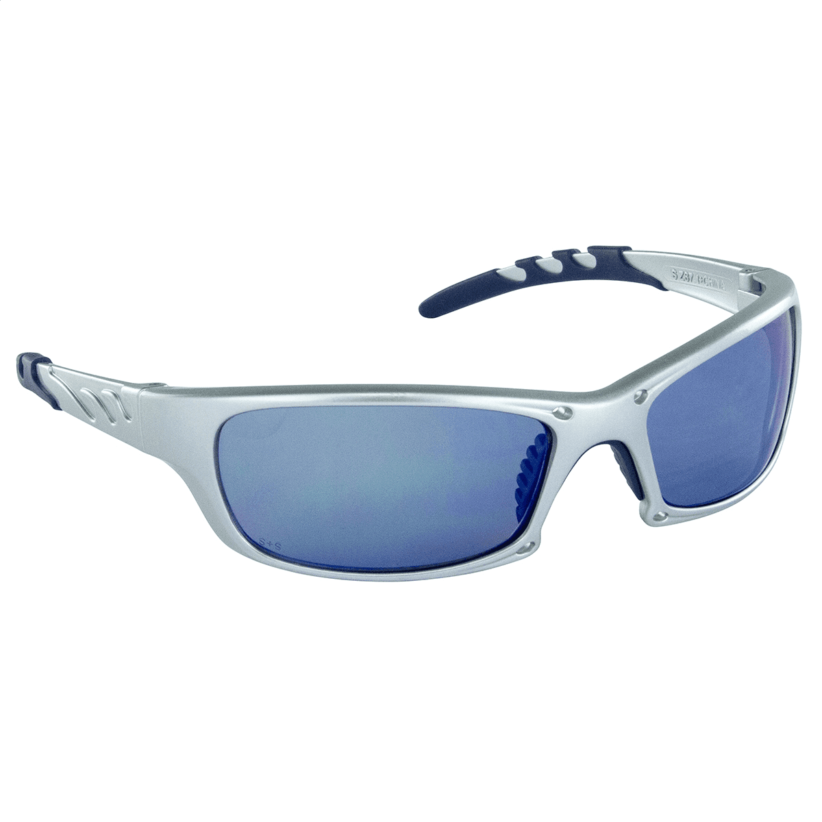 SAS Safety GTR Safety Glases w/ Silver Frames and Ice Blue Mirror Lens ...