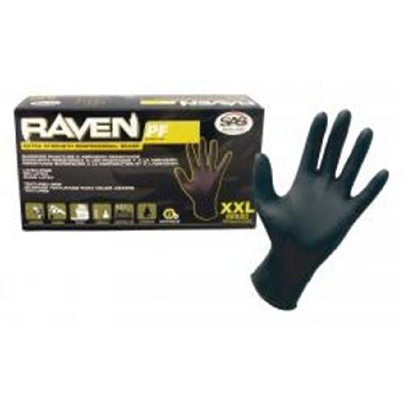 SAS Safety Nitrile Powder Free Raven 6 Mil Gloves, Large - Box of 100 ...