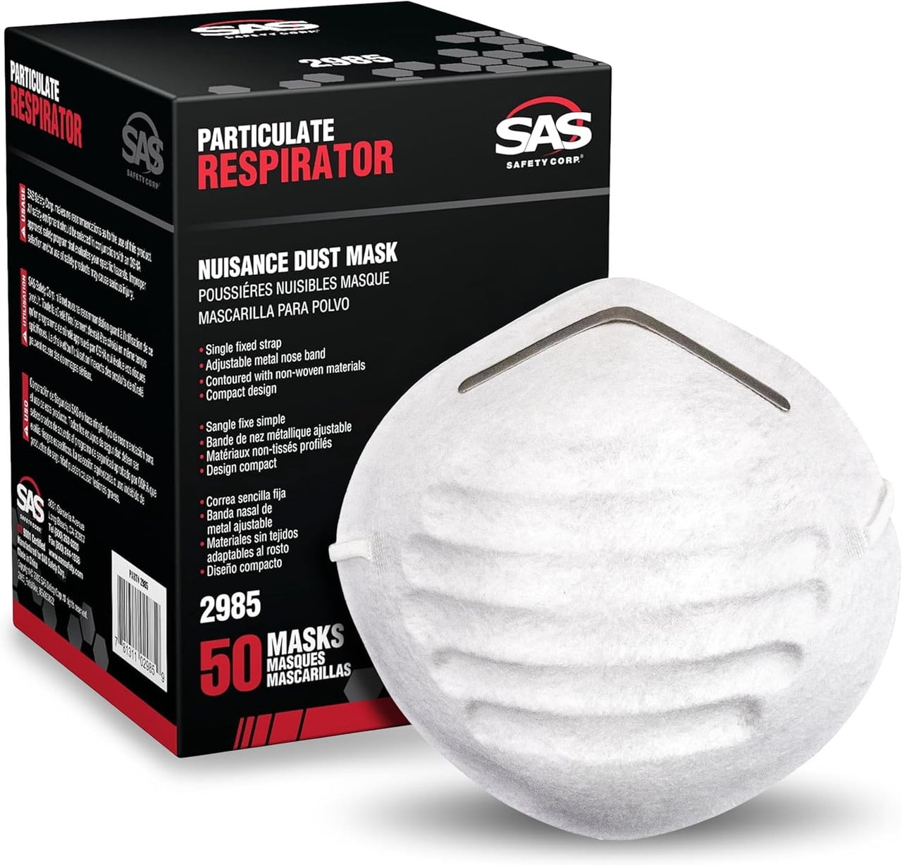 SAS Safety 2985 NUISANCE DUST MASK - 50BX - Walmart.com