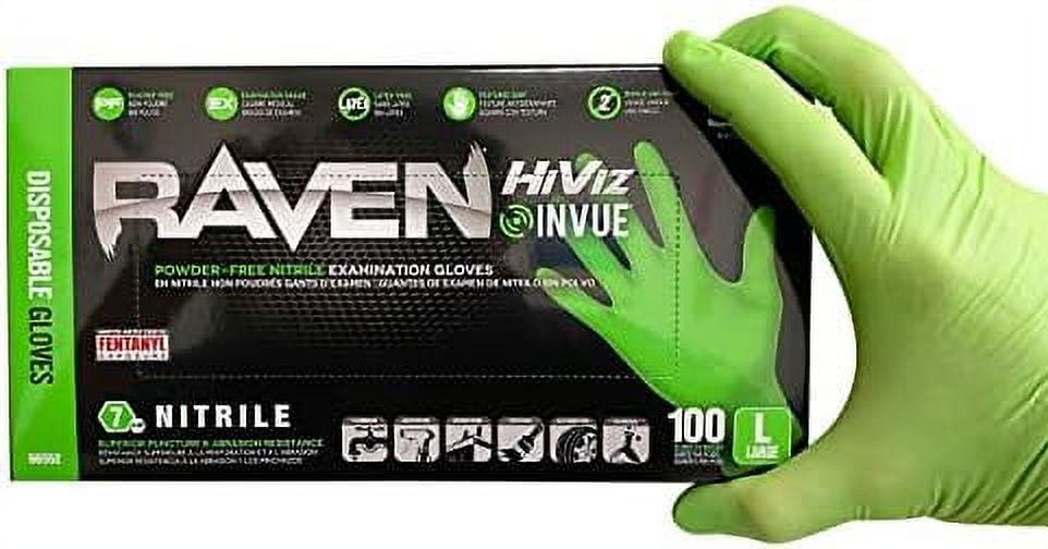 SAS Safety RAVEN HiViz Neon Green Nitrile Gloves (formerly Derma VUE ...