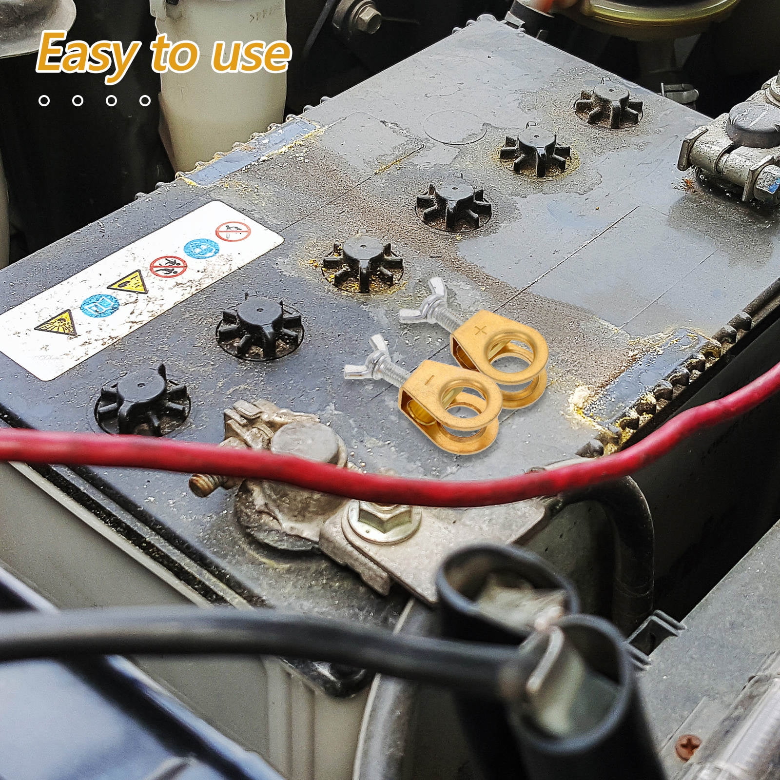 SASABAXI 1 Pair Copper Battery Terminal Connector Clips Golden for Car ...