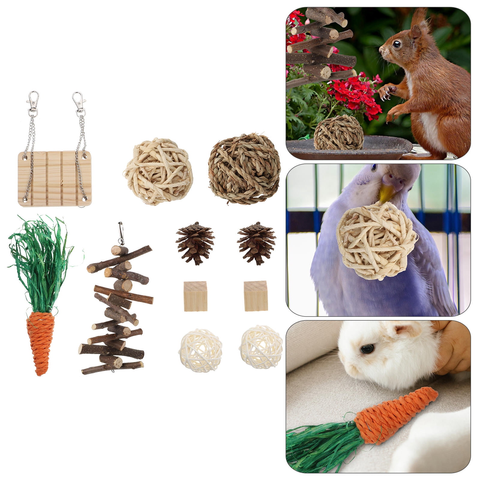 SASABAXI 11Pcs Hamster Accessories Rattan Ball Pine Cone Shape for ...