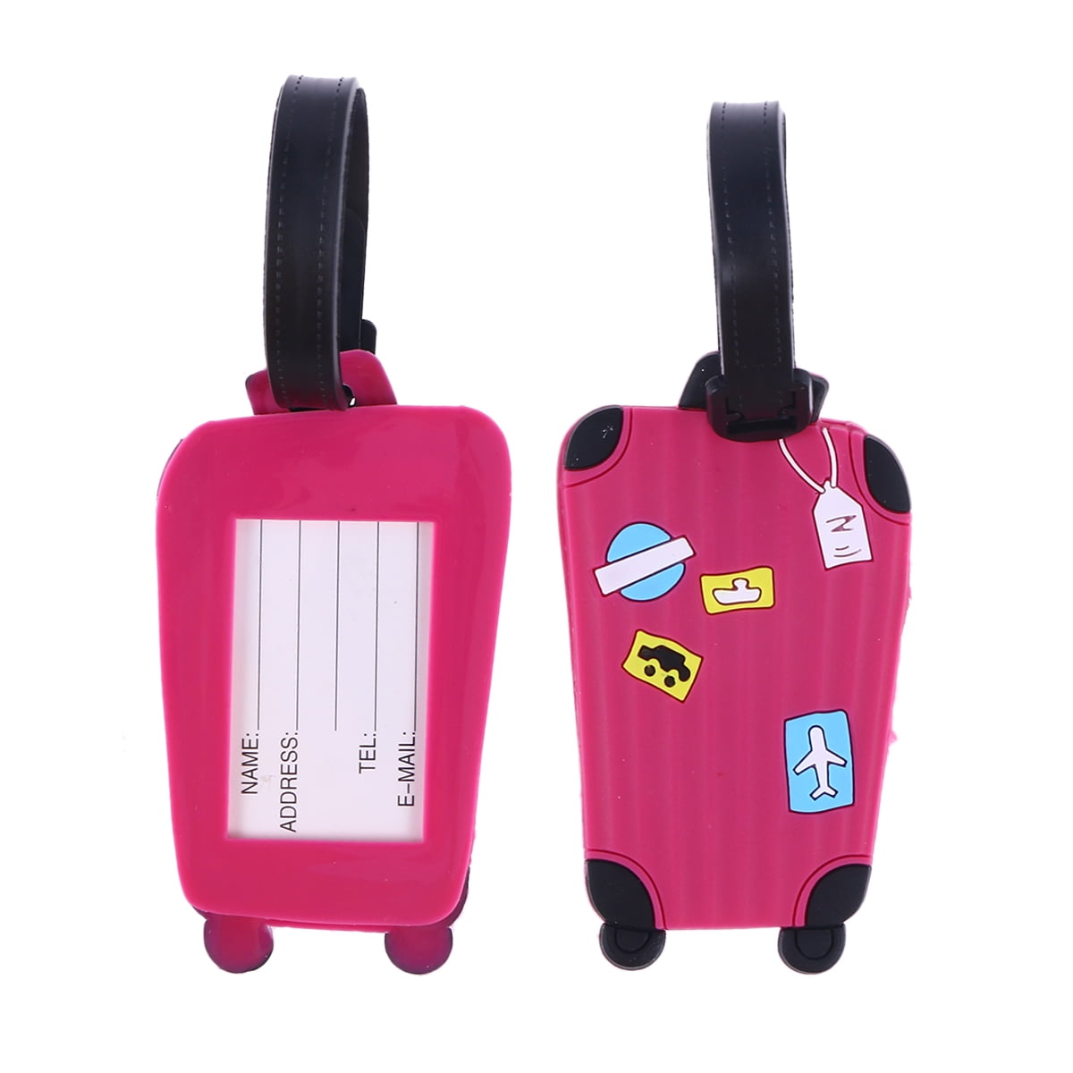 SASABAXI 2Pack Luggage Tags Pink PVC Rectangular Name and Address Label ...