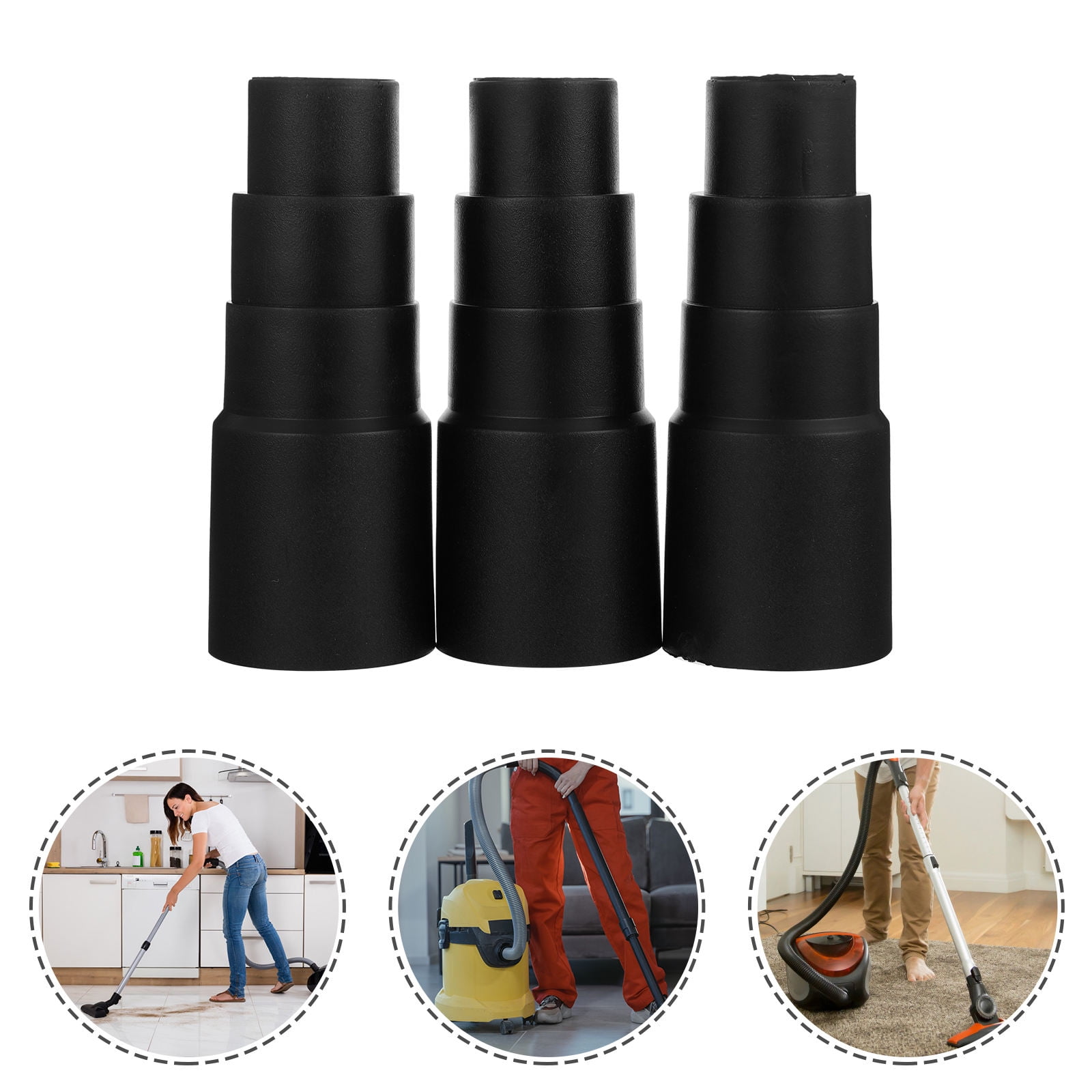 SASABAXI 3Set Vacuum Hose Adapter Cylindrical Black Plastic Diameter ...