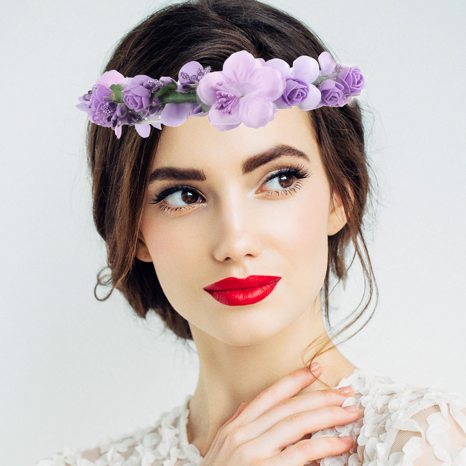 SASABAXI 5Set Purple Floral Headpiece with Circular Shape for Women ...