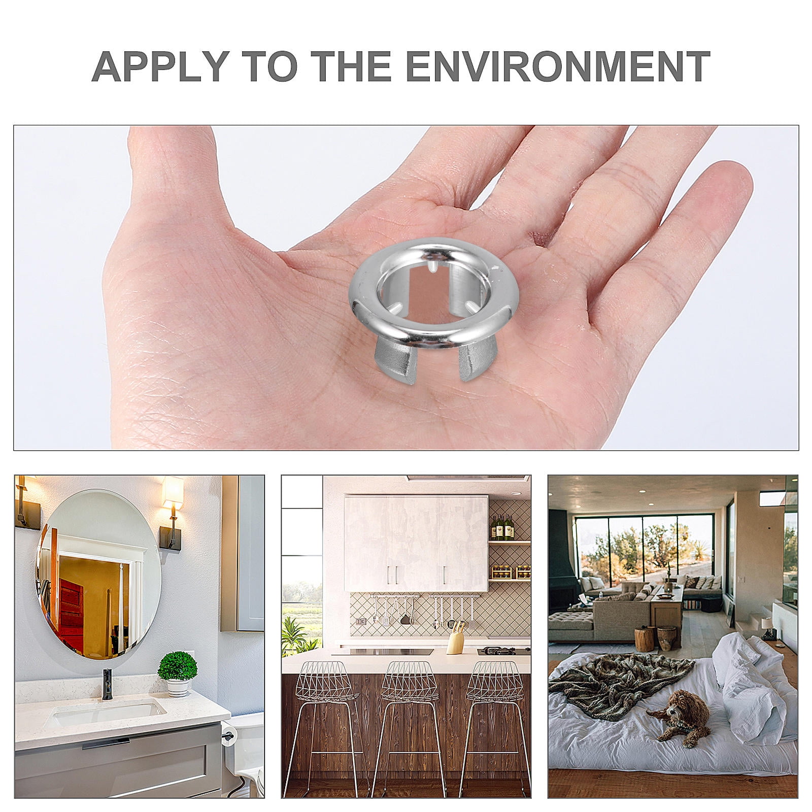 SASABAXI Bathroom Wash Basin Overflow Ring 15Pcs Silver Plastic for ...