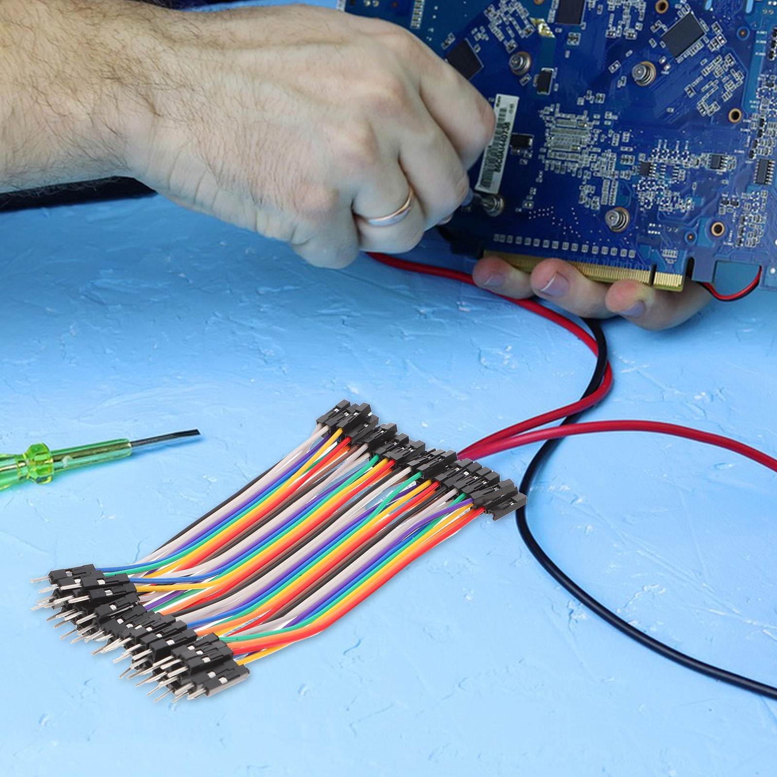 SASABAXI Breadboard Jumper Cable Kit 40Pcs Assorted Color Male to ...